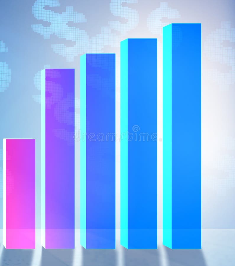 Growing Bar Charts in Economic Recovery Concept - 3d Rendering Stock ...