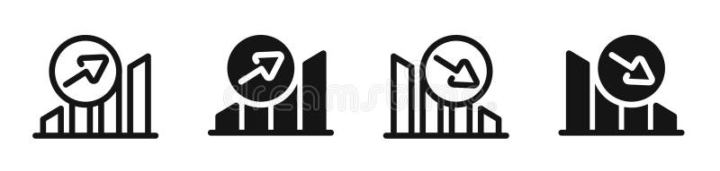 Growing Bar Graph with Arrows. Growing Graph Vector Icons Stock Vector ...