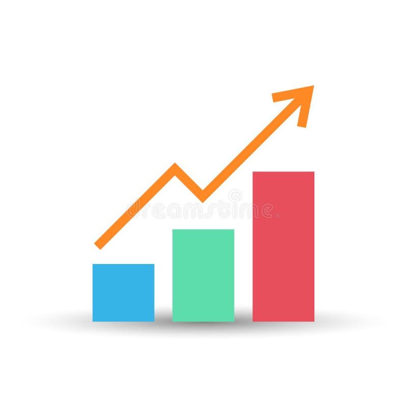 Graph Flat Icon with Long Shadow. Simple Column Chart with Arrow Icon ...