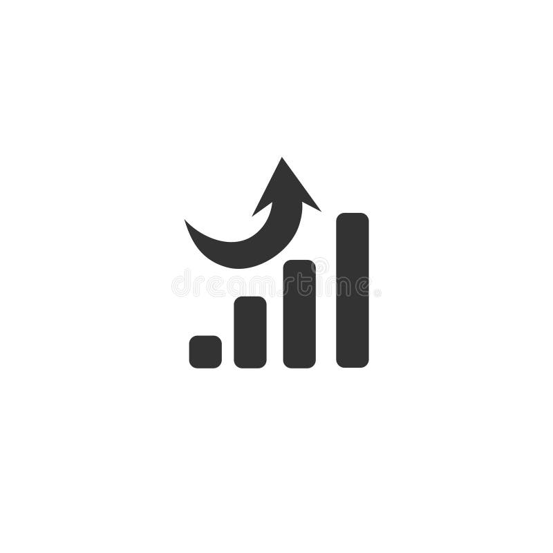 Growing Bar Graph Icon in Black on a White Background. Vector ...