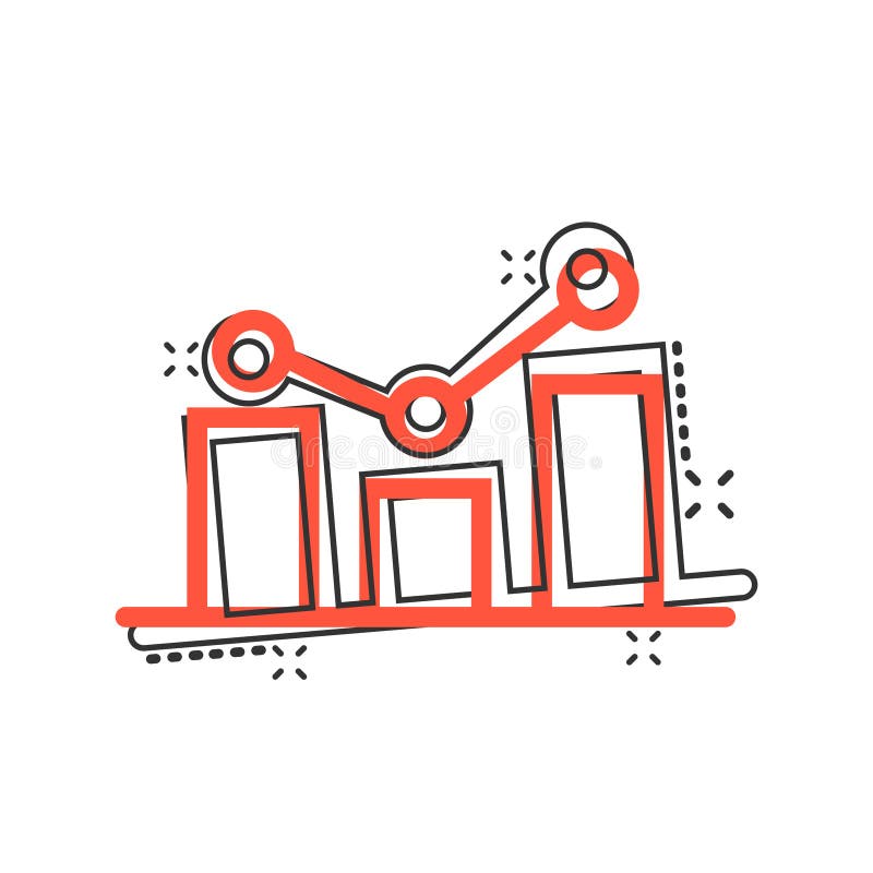 Growing Bar Graph Icon in Comic Style. Increase Arrow Cartoon Vector ...