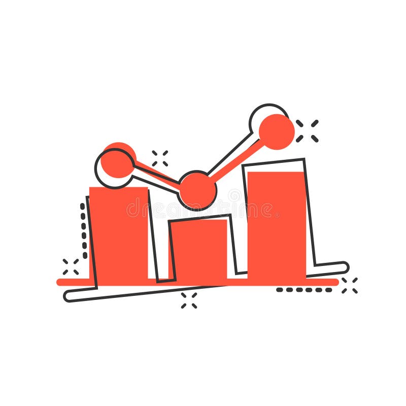 Growing Bar Graph Icon in Comic Style. Increase Arrow Cartoon Vector ...