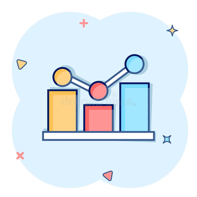 Growing Bar Graph Icon in Comic Style. Increase Arrow Cartoon Vector ...