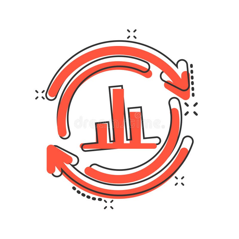 Growing Bar Graph Icon in Comic Style. Increase Arrow Cartoon Vector ...