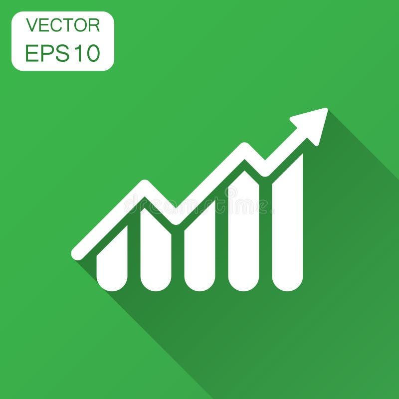 Growing Bar Graph Icon in Flat Style. Increase Arrow Vector Illustration with Long Shadow ...