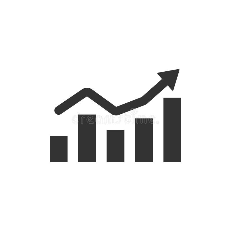 Growing Bar Graph Icon in Flat Style. Increase Arrow Vector ...