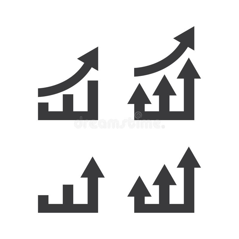 Growth Up Trend Chart Icon Set Isolated Vector Illustration Stock ...