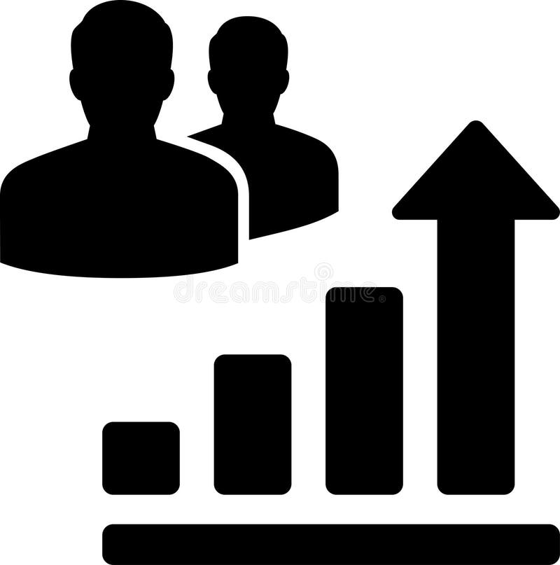 Growing Bar Graph and People Icons for Design of Webpage Template or ...