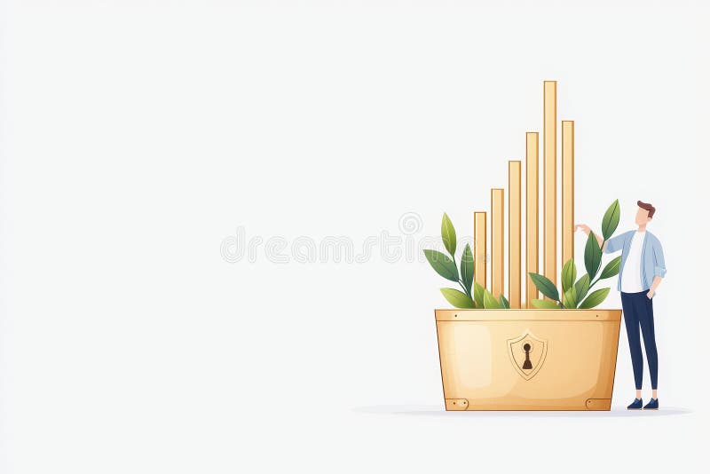 Growing Bar Graph with Plants Symbolizes Growth and Security Stock ...
