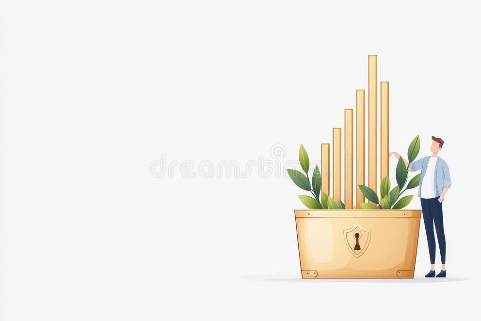 Growing Bar Graph with Plants Symbolizes Growth and Security Stock ...