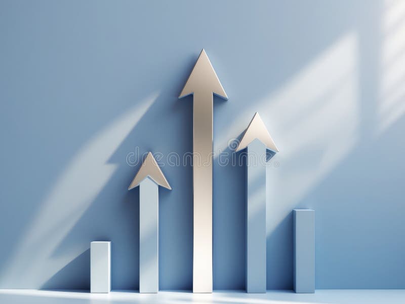 Growing Bar Graph with Upward Arrow Representing Increasing Statistics ...