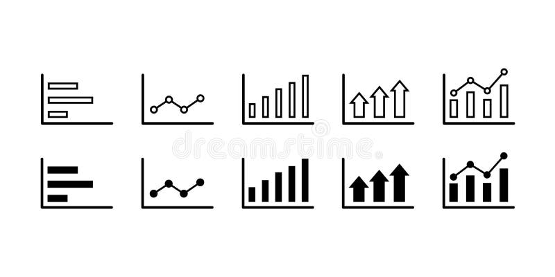 Growing Bar Graph Vector Icons Set. Business Graphs, Charts, Statistics ...