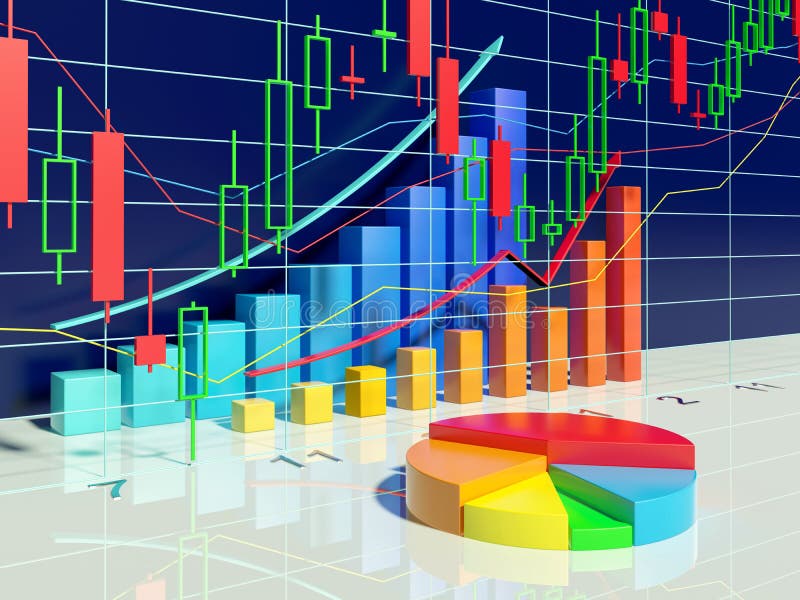 Growing Bar Graphs and Pie Chart with Stock Diagram Stock Illustration ...