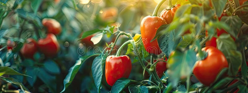 Growing Bell Pepper on the Farm. Selective Focus Stock Photo - Image of ...