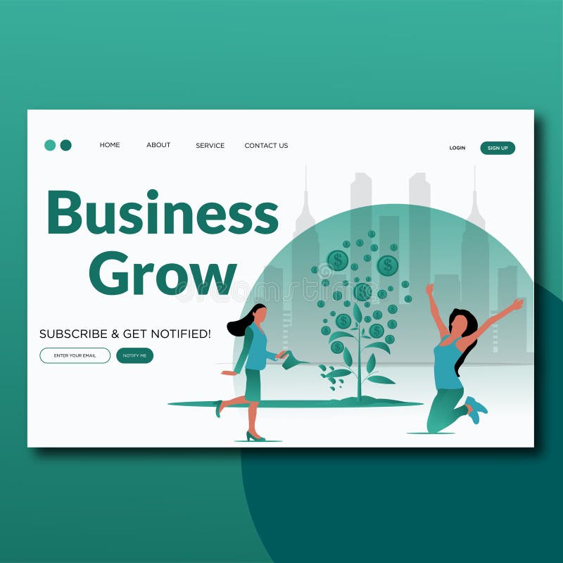 Growing Business- Flat Vector Landing Page Illustration Stock ...