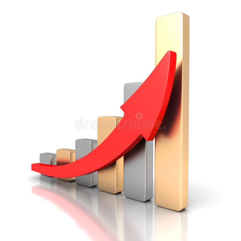 Growing Business Graph with Rising Arrow Stock Illustration ...