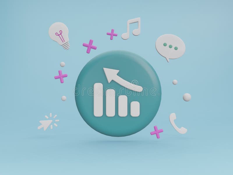 Growing Chart Icons 3d Rendering Stock Illustration - Illustration of ...