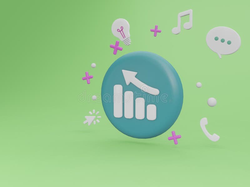 Growing Chart Icons 3d Rendering Stock Illustration - Illustration of ...