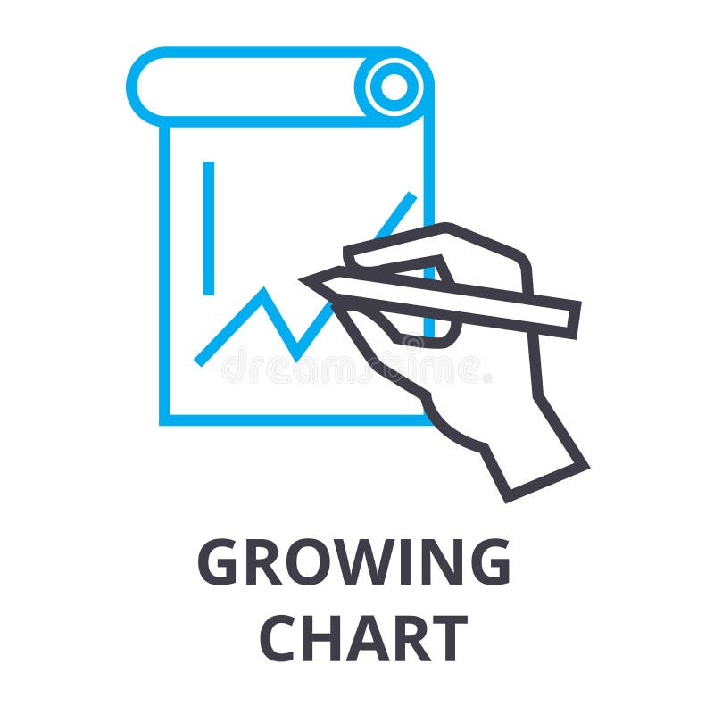 Growing Chart Thin Line Icon, Sign, Symbol, Illustation, Linear Concept ...