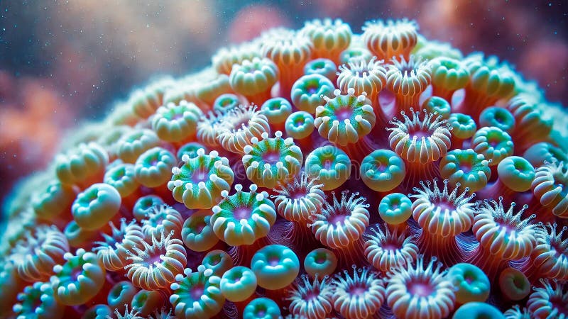 Growing Coral Polyps, with Clear Water Background Stock Illustration ...