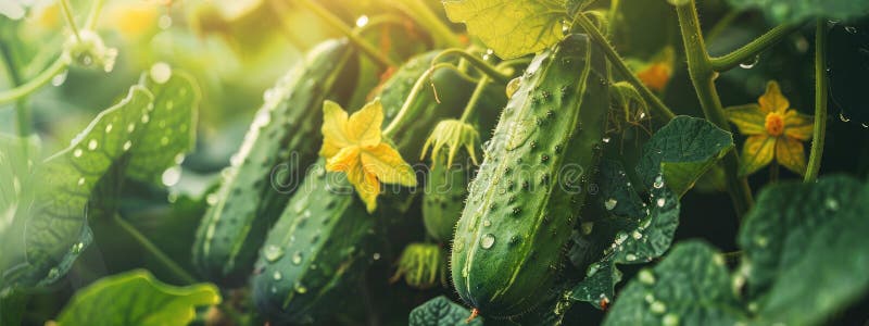 Growing Cucumbers on the Farm. Selective Focus Stock Image - Image of ...