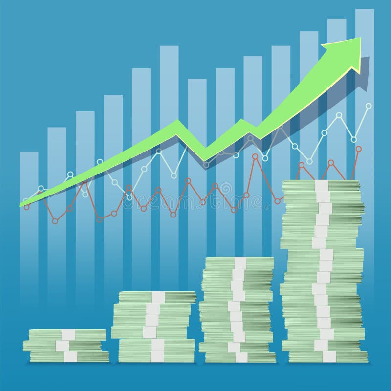 Growing Financial Graph Made from Pile US Paper Currency Stock Vector ...