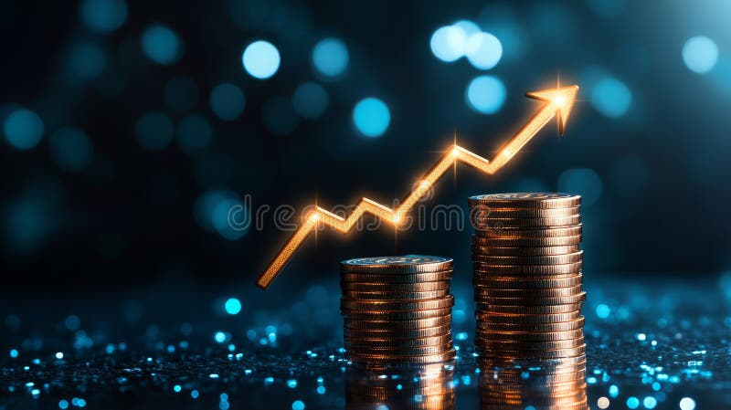 Growing Financial Success Concept with Coins Stock Illustration ...