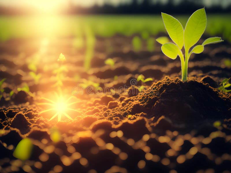 Growing Flower on Soil, Generative AI Illustration Stock Image - Image ...