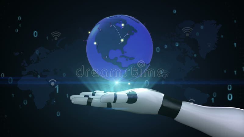 Growing Global Network with Communication, World Map,earth on Robot ...