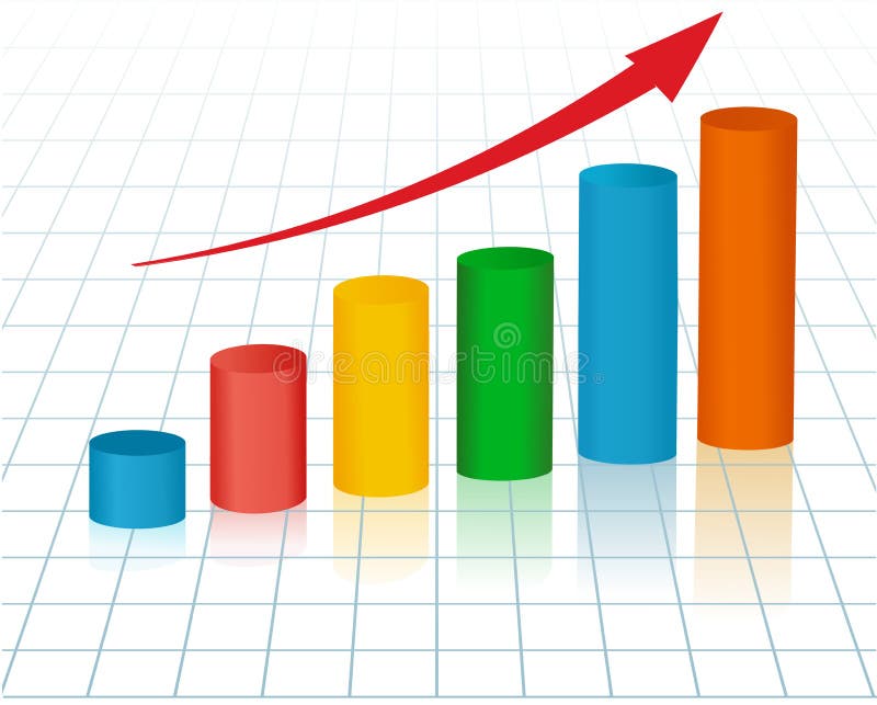 Growing graph with arrow stock vector. Illustration of vector - 65987641
