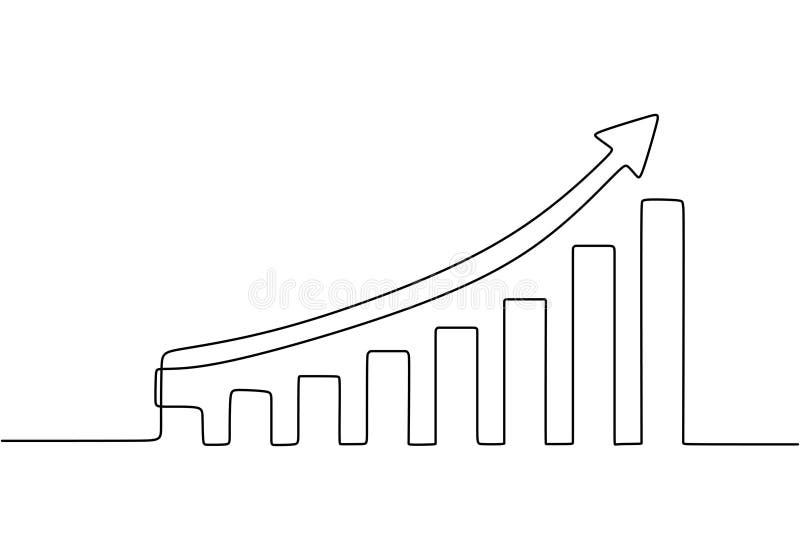 Growing Graph in Continuous Line Drawing. Line Art Business Chart Stock ...
