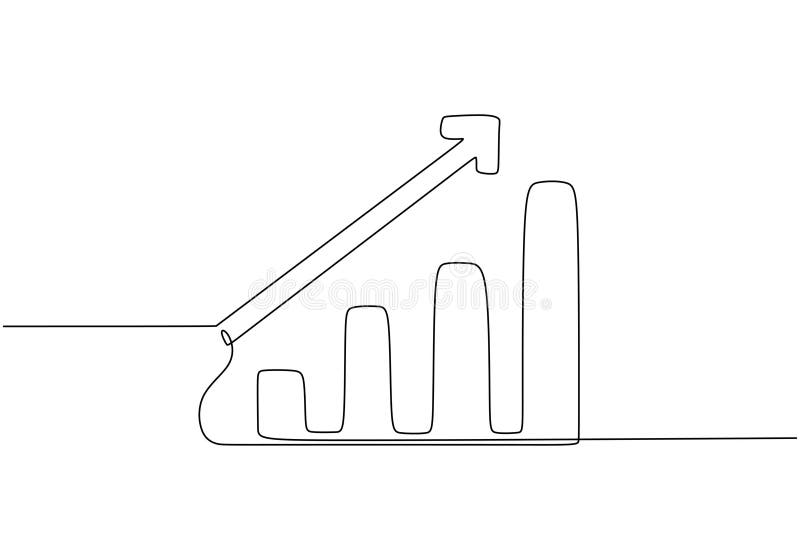 Growing Graph in Continuous Line Drawing Style Line Art Business Chart ...