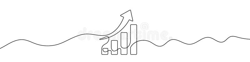 Growing Graph in Continuous Line Drawing Style. Line Art Business Chart ...