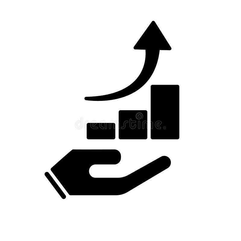 Growing Graph Icon in Hand, Vector Isolated Flat Style Symbol. Stock ...