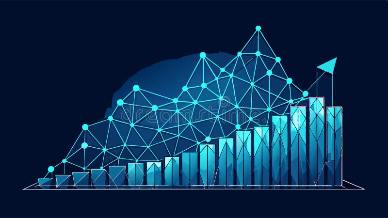 Growing Graph Icon from Lines, Triangles, Particle, Low Poly and ...