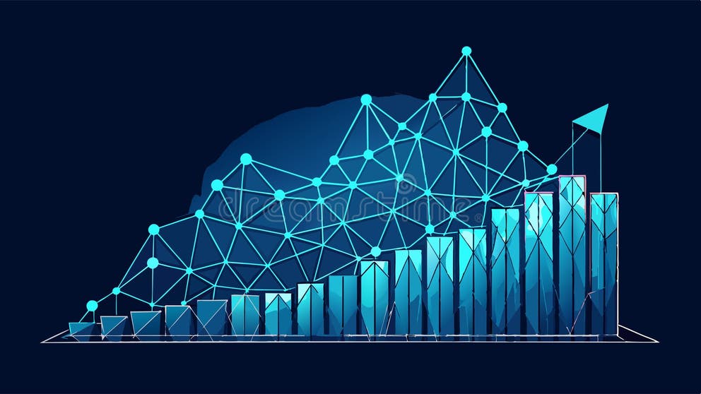Growing Graph Icon from Lines, Triangles, Particle, Low Poly and ...