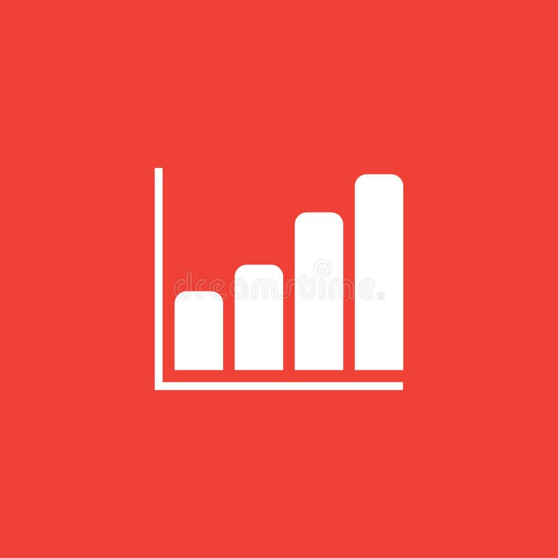 Growing Graph Icon on Red Background. Red Flat Style Vector ...