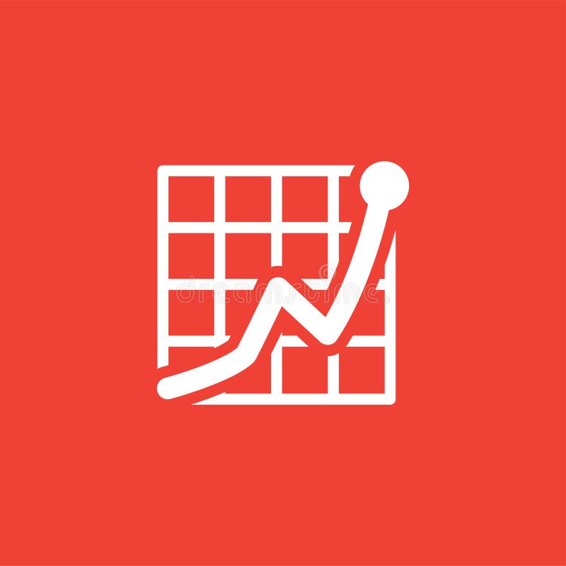 Growing Graph Icon on Red Background. Red Flat Style Vector ...