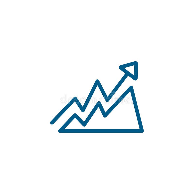 Growing Graph Line Blue Icon on White Background. Blue Flat Style ...