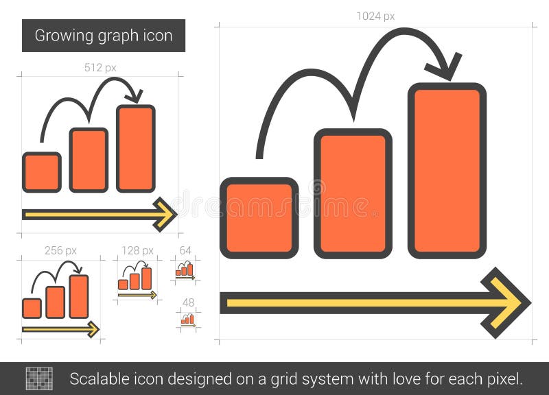 Growing graph line icon. stock vector. Illustration of motion - 81059615
