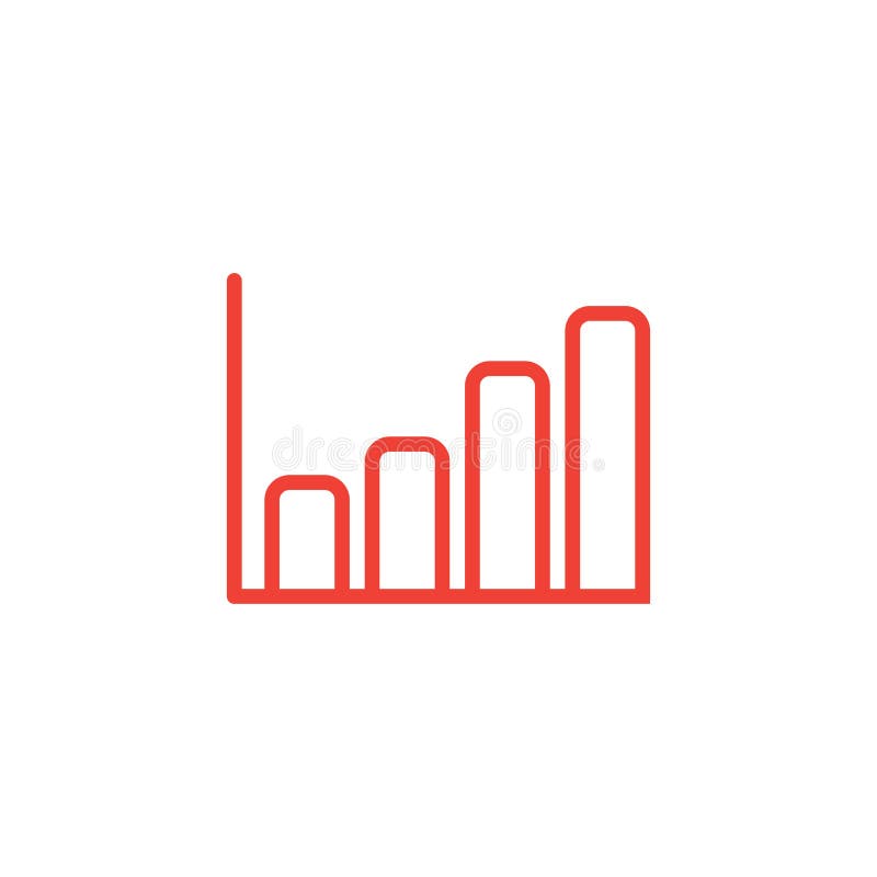 Growing Graph Line Red Icon on White Background. Red Flat Style Vector ...