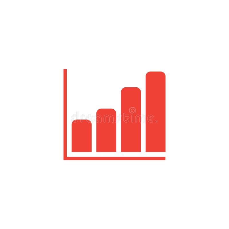 Growing Graph Red Icon on White Background. Red Flat Style Vector ...