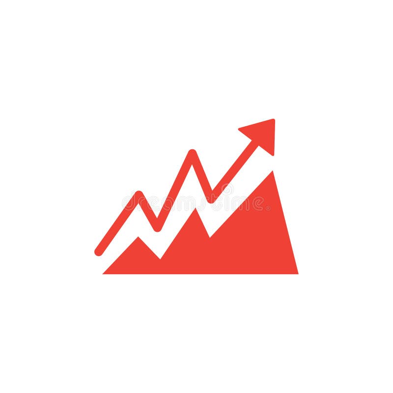 Growing Graph Red Icon on White Background. Red Flat Style Vector ...