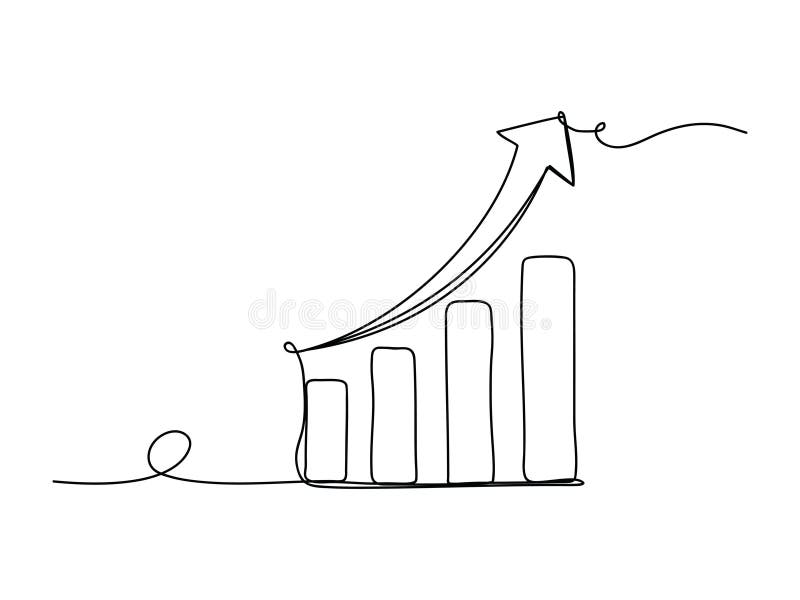 Growing Graph Up Chart in Continuous One Line Drawing Isolated Vector ...