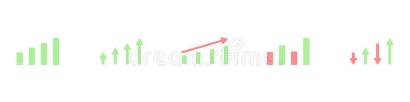 Set of Financial Simple Graphs. Growing Graph. Graph Up and Down Vector ...
