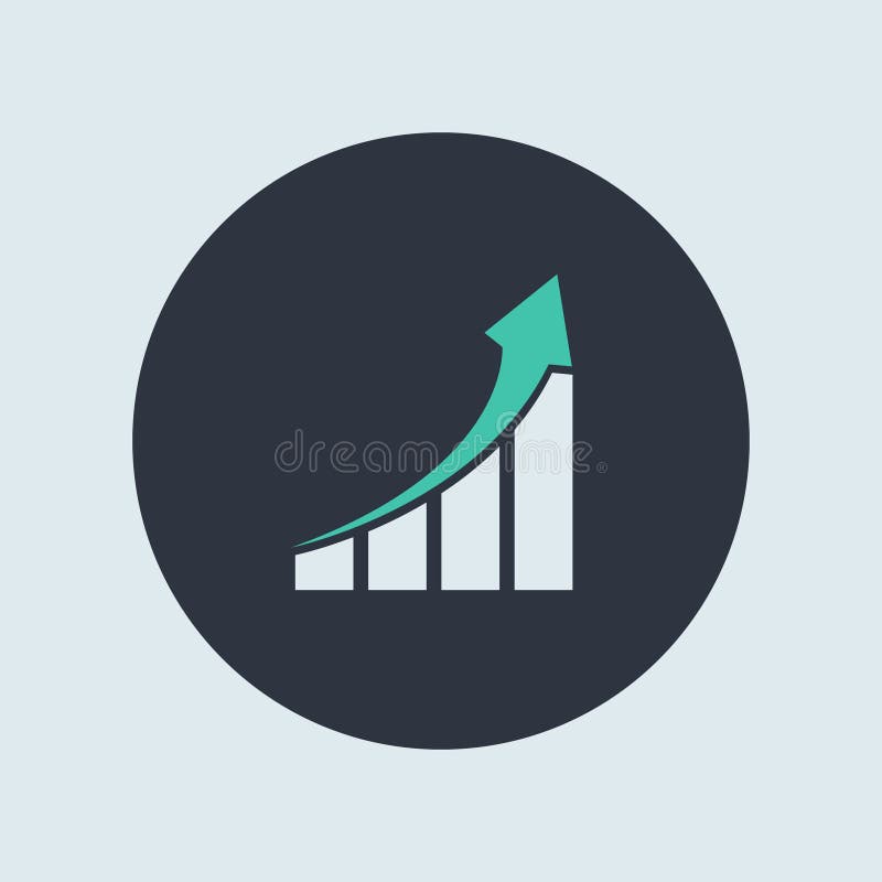 Growing Graph Up in Round. Simple Green Vector Symbol in Flat Style ...
