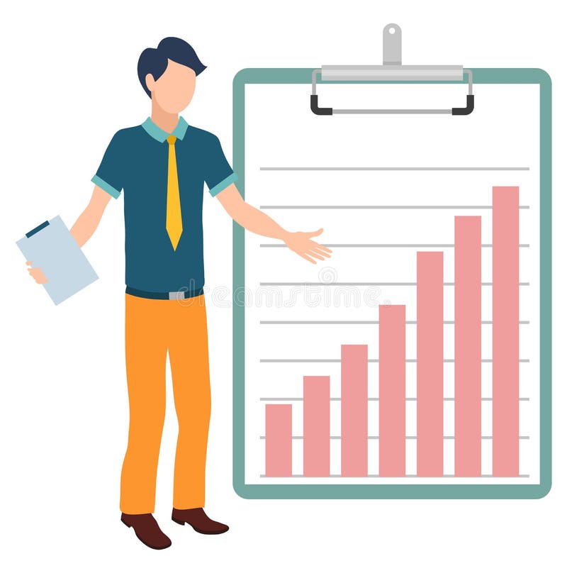 Confused Man with Document, Graphics on Board Stock Vector ...