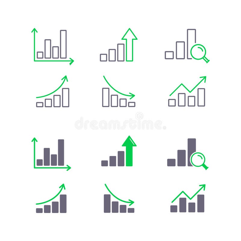 Growth Charts and Graphs for Business Stock Vector - Illustration of ...