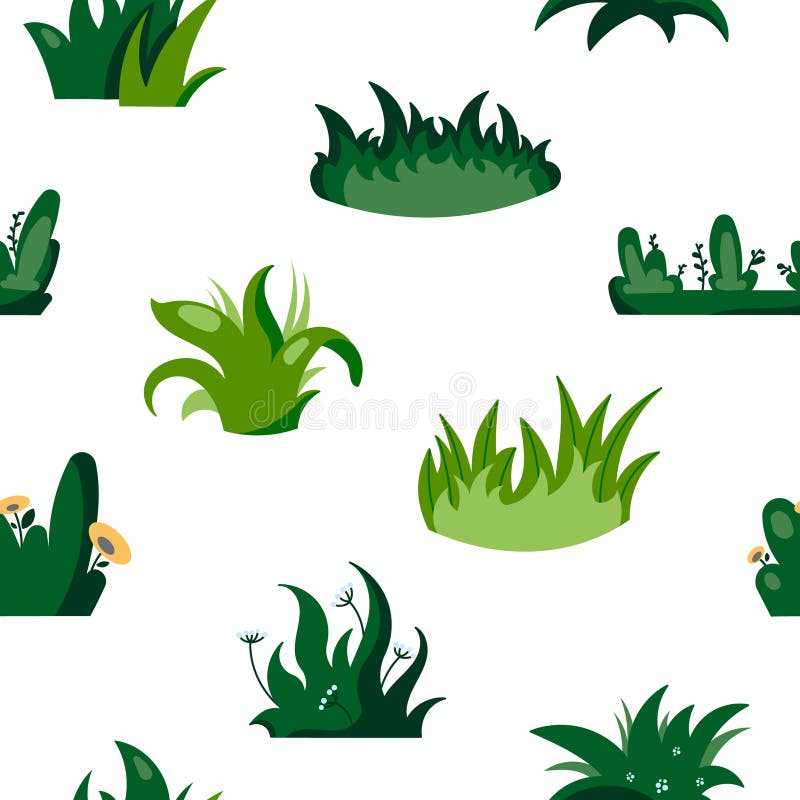 Growing Grass and Plant. Seamless Pattern Stock Vector - Illustration ...