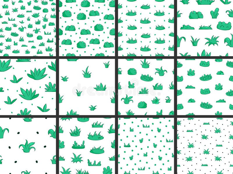Growing Grass and Plant. Seamless Pattern Stock Vector - Illustration ...